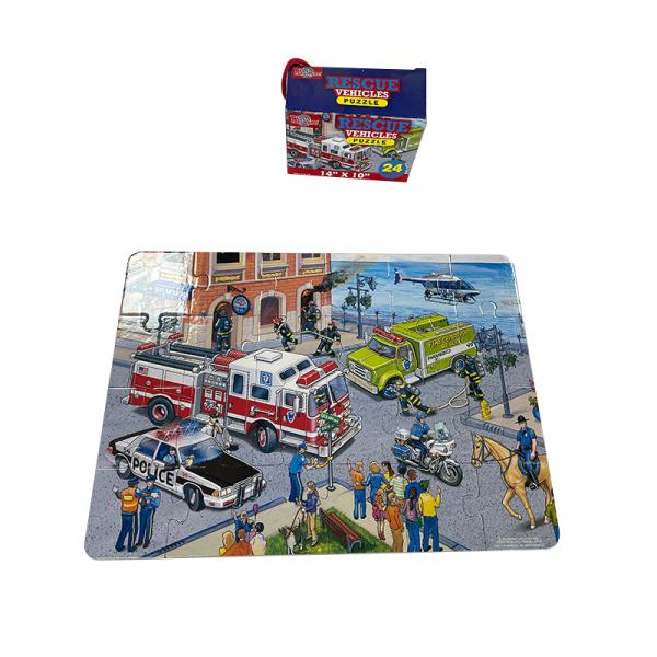 Quality BSCI 24 Piece Eduactional Interactive Jigsaw Puzzles Vehicles Rescue For Kids Ages 3-5 for sale
