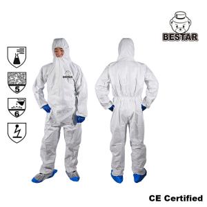 Quality CE Certified Waterproof Microporous film Type 5/6 Disposable Protective Coverall for sale