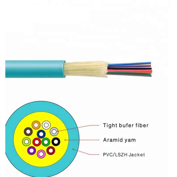Quality OM3 Aqua Jacket Tight Buffer Fiber Optic Cable for sale