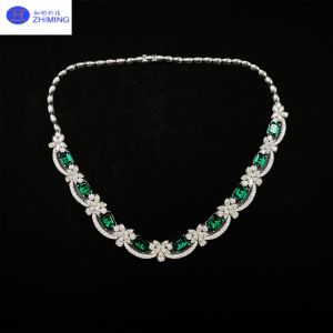 Quality Emerald Cut Green Moissanite Necklace Luxury Fine Jewelry for sale