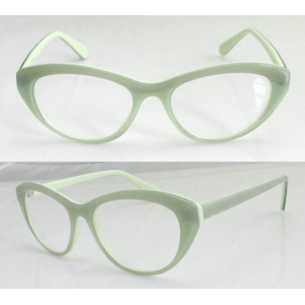 Quality Stylish White Hand Made Acetate Womens Eyeglass Frames With Demo Lens for sale