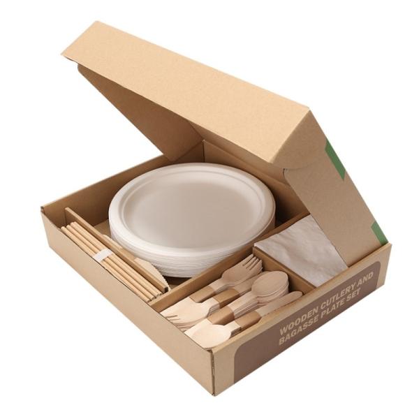 Quality 40 People Beach Camping Compostable Party Tableware Hotel Tableware Set for sale