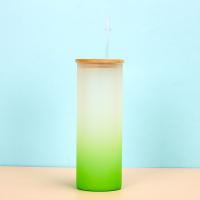 Quality 360/480ML 2Pack 16oz Glass Water Bottle Gradient Frosted Glass Sublimation Water for sale