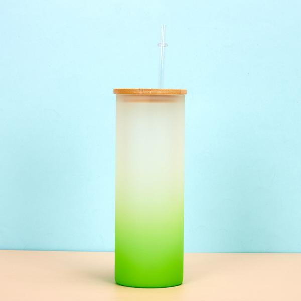 Quality 360/480ML 2Pack 16oz Glass Water Bottle Gradient Frosted Glass Sublimation Water for sale