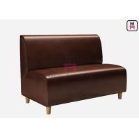 Quality Solid Wood Leg Brown Leather Upholstered Restaurant Booth 120cm Length for sale