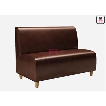Quality Solid Wood Leg Brown Leather Upholstered Restaurant Booth 120cm Length for sale