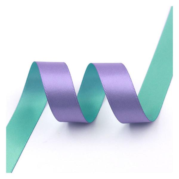 Quality Double Colors Polyester Ribbon Roll Rose Blue 25mm Satin Poly Ribbon for sale