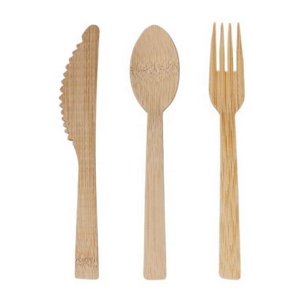 Quality Compostable Disposable Cutlery Set Eco Friendly Bamboo Fork Spoon Knife for for sale