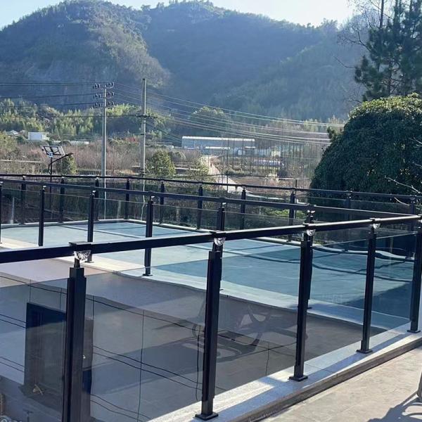 Quality Modern Design Style Wall Mounted Staircase Tempered Glass Railing with Post for sale
