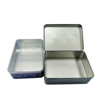 Quality Food Grade Metal Tinplate Rectangular Biscuit Tin Jar With Transparent Lid for sale