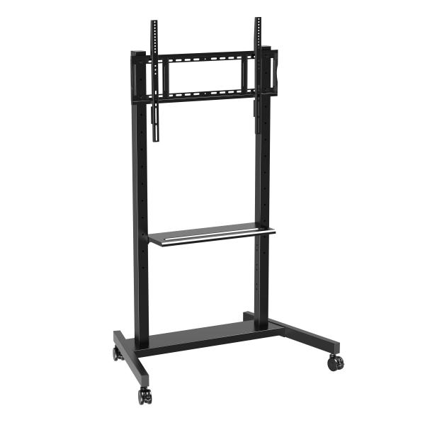 Quality factory Wholesale 55"- 86" Adjustable Mobile TV Stand With Wheels Compatibility for sale