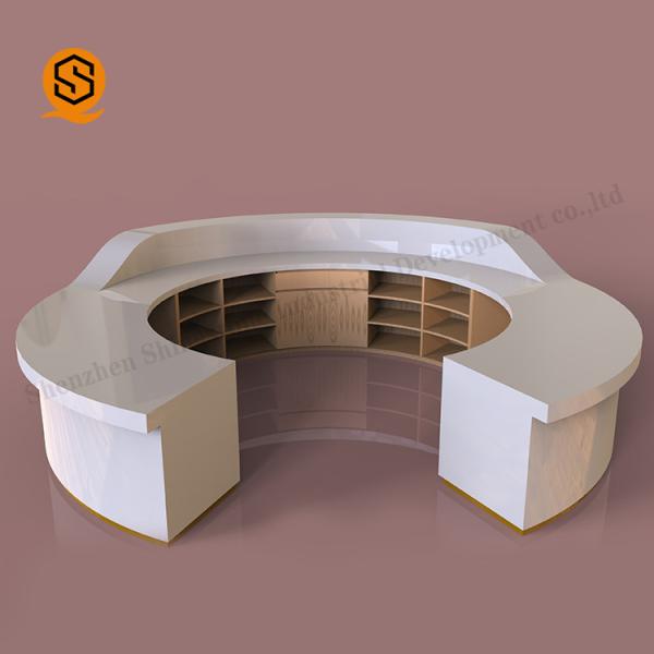 Quality Joint Seamless Solid Surface Reception Desk White Front Desk Reception for sale