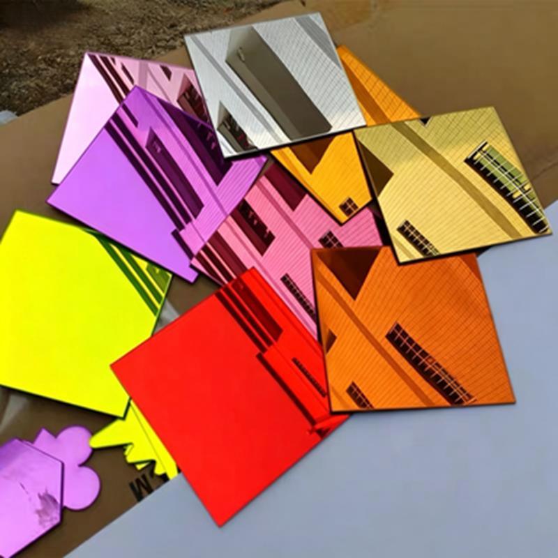 Quality 1.0MM Colorful Glossy Acrylic Mirror Sheets with Paint Backed Flexible Wall Mouted Plastic Mirror Panel for Advertising and Decor for sale