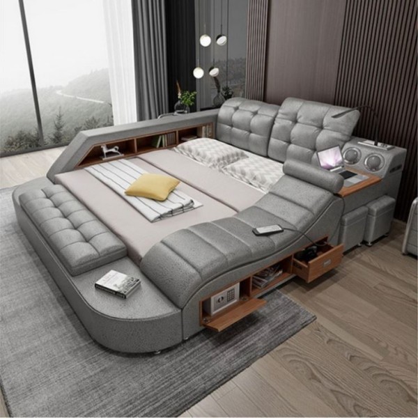 Quality Leather Luxury Bedroom Sets Tufted Upholstered Bed Modern Design for sale