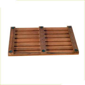 Quality Household Rectangle Brown 53cm Length Teak Wood Bath Mat for sale