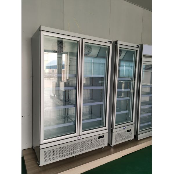 Quality 220V Upright Commercial Display Freezer Upright Display Bar Fridge With Glass for sale