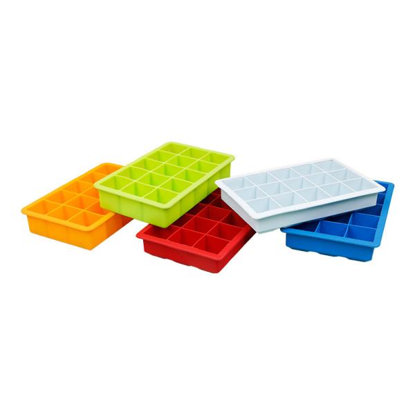 Quality 15-hole Square Shape Custom Maker Rubber Trays Silicone Ice Cube Mold for sale