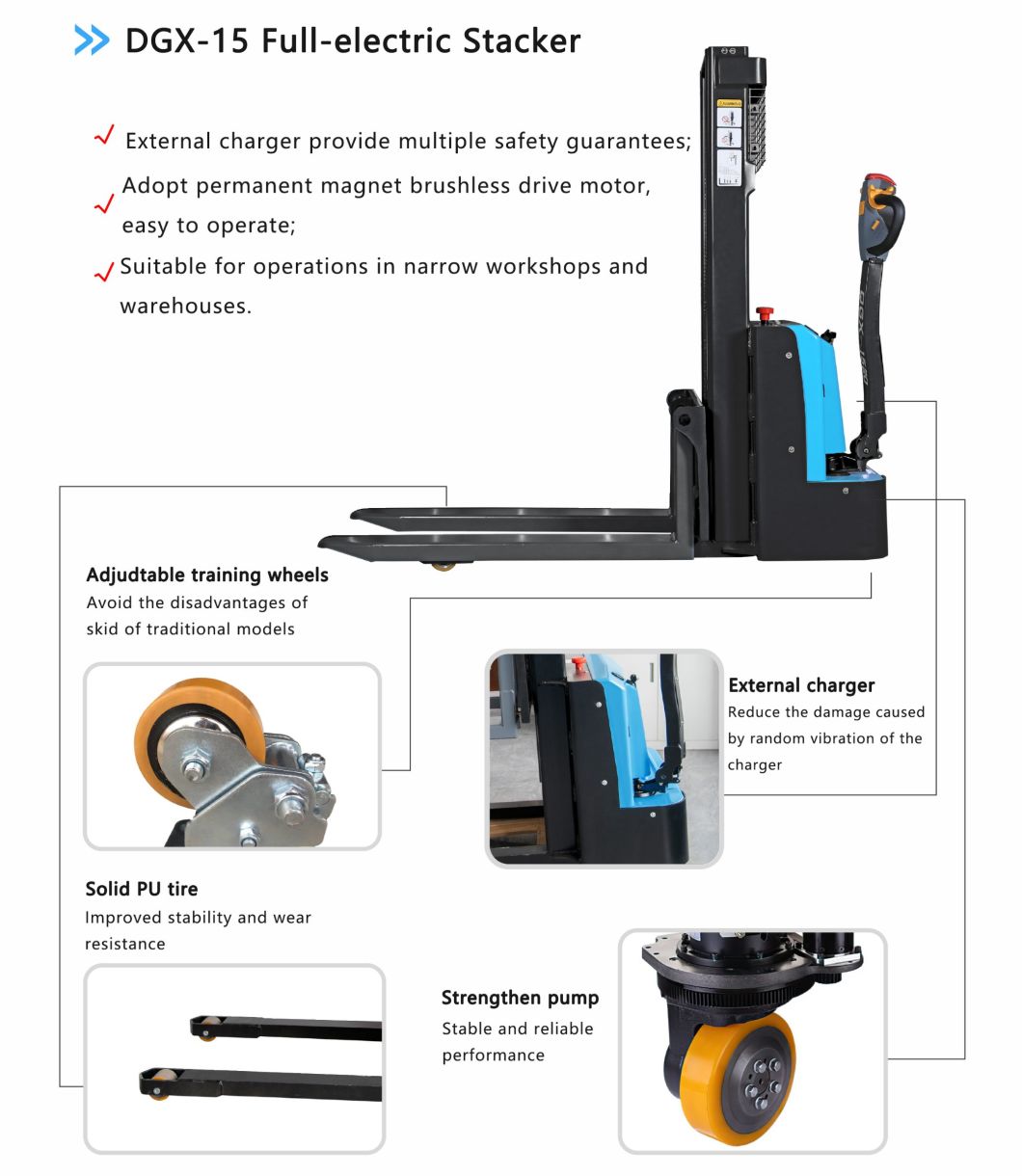 Aida Factory Electronic Stacker Hydraulic Lift Hand Pallet Truck Price Fully Automatic Stacker