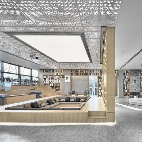 Quality OEM Suspend Metal Ceiling Design Polyester Powder Coating With LED Light for sale