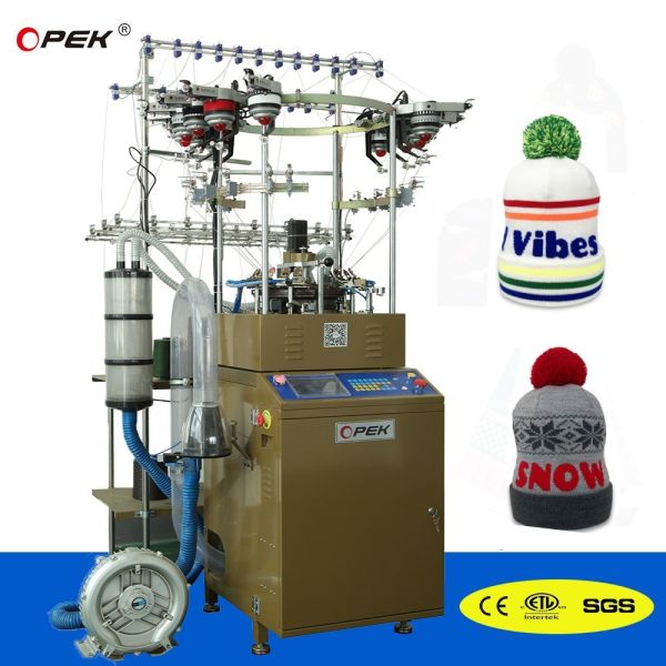 Quality OPEK High Speed Circular Wind Proof Hat and Scarf Knitting Machine for Jacquard Patterns for sale