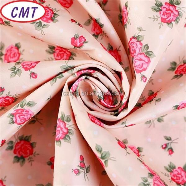 Quality Flower Printed 75D 100% Polyester Taffeta Fabric with 190T Density for sale