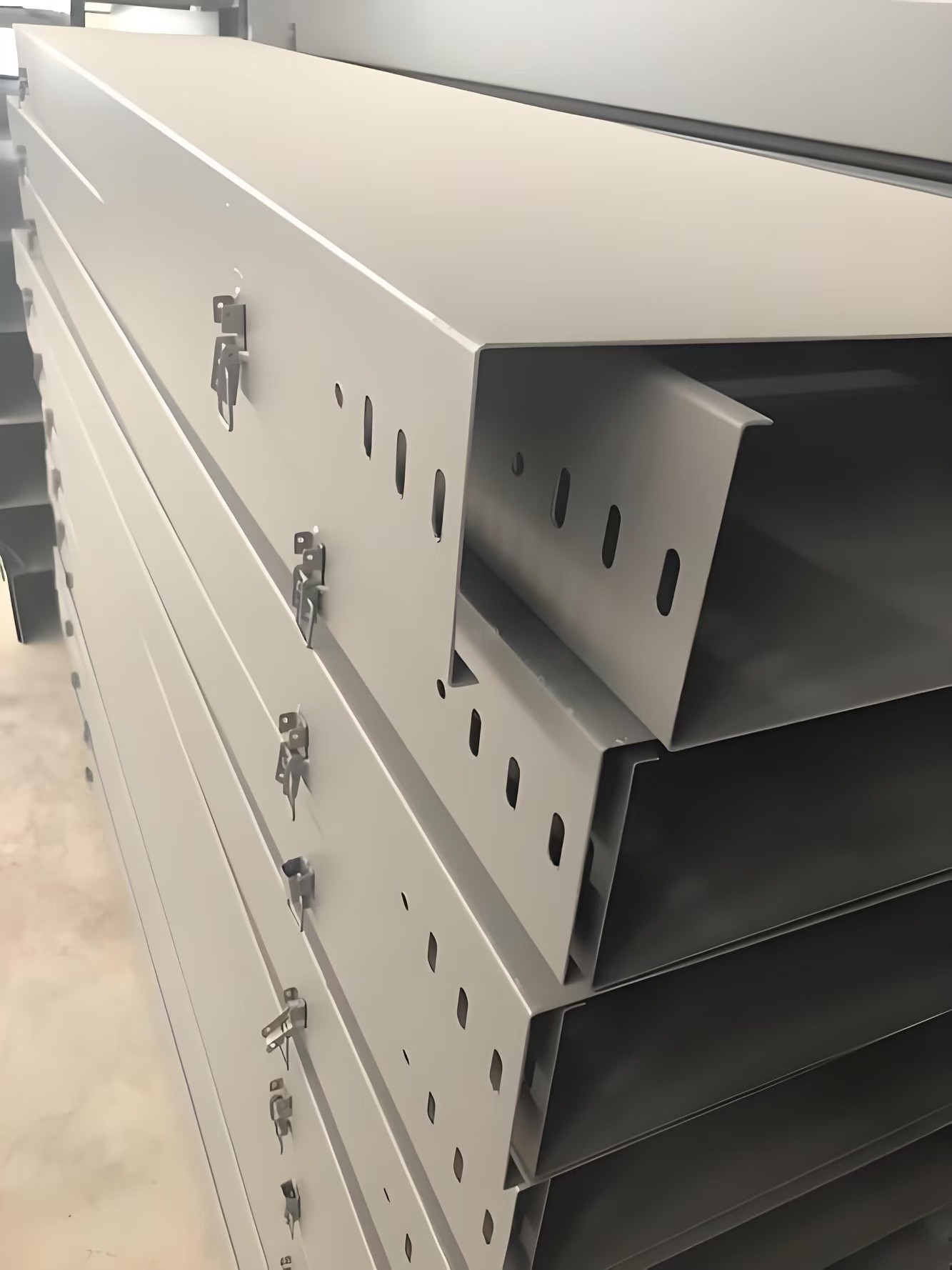 Medium duty cable tray with 4 slots - front view