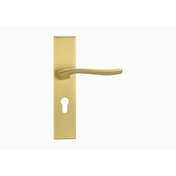 Quality Security Luxury Solid Brass Gold Interior Door Pull Handle Lock Set 133mm 63mm for sale