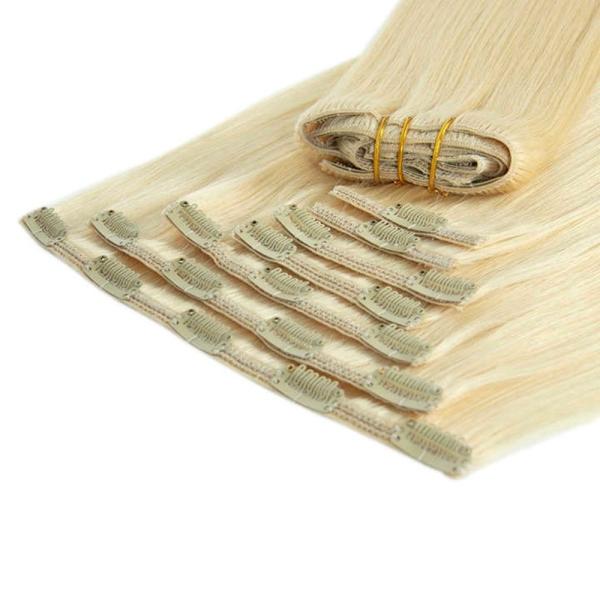 Quality 13A Double Drawn Blonde Color Clip in Hair with Human Hair Package Gross Weight 0.300kg for sale