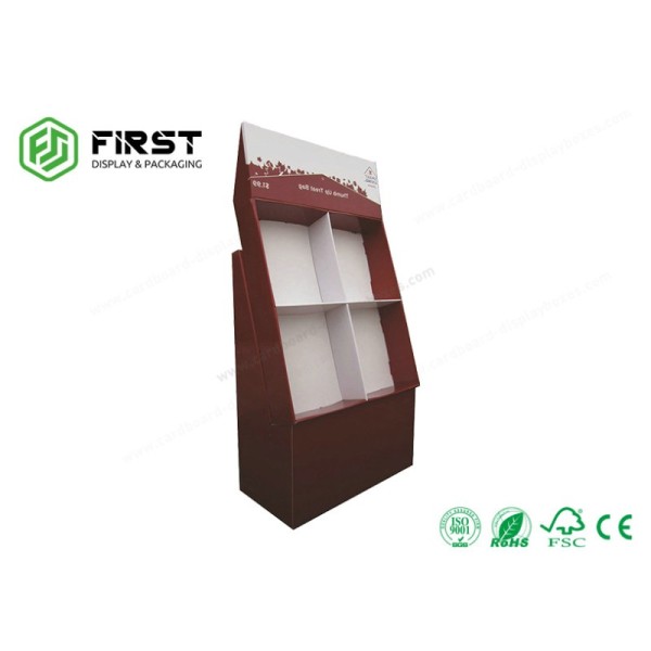 Quality CMYK Printed Corrugated Pop Up Retail Displays Light Weight Cardboard Floor Display Stand for sale