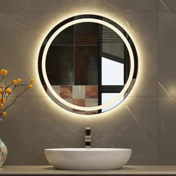 Quality Smart Large LED Bathroom Mirror Customized Back Lit Round Mirror 4000K for sale