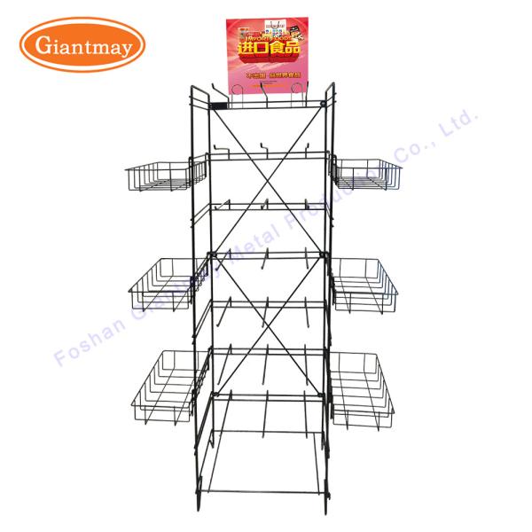 Quality Flooring Metal Wire Potato Chips Display Candy Basket Rack for sale