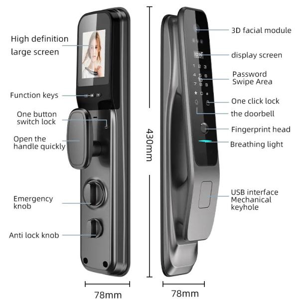 Quality TH-X5 3D Face Recognition Smart Lock for sale