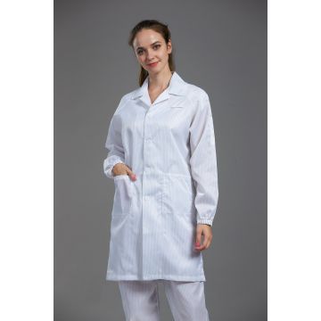 Quality Cleanroom smock and gown anti static ESD polyster and conductive fiber white for sale