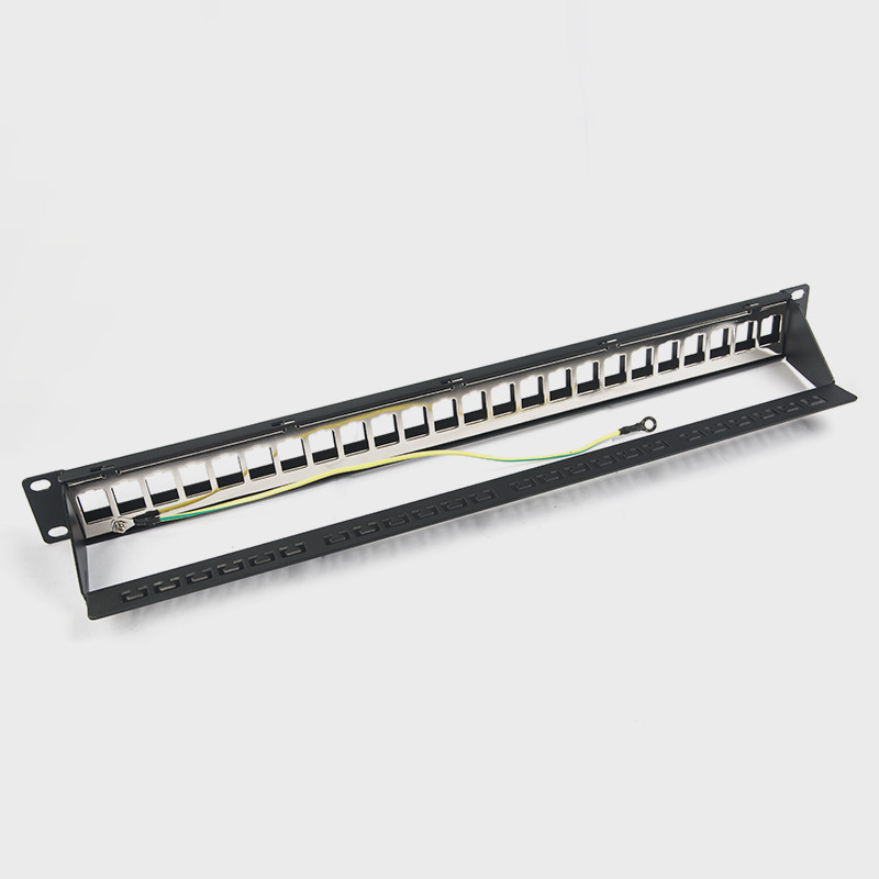 Quality RJ45 Network Patch Panel 24 Port 1U Keystone C5 / C5E C6 With Mangement Bar for sale