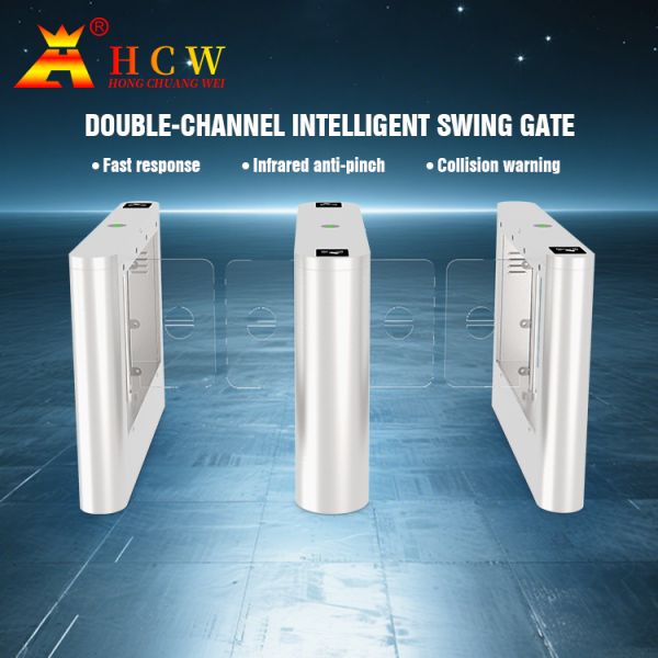 Quality HCW IP54 Face Recognition Turnstile Gate Swing Barrier For Pedestrian Control for sale