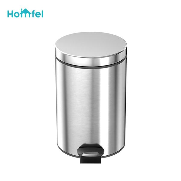 Quality Round Stainless Steel Foot Pedal Trash Can With Quiet Close Lid for sale
