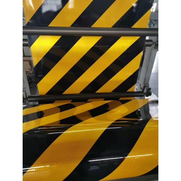 Quality EGP Grade Double Color Yellow Black Hazard Pattern UV Metal Backing Reflective for sale