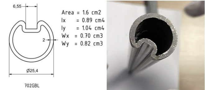 Drawing profile of the shutter tube