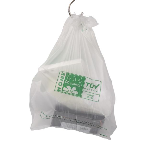 Quality PBAT/PLA/starch biodegradable plastic bag with green color and customizable size for sale