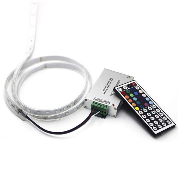 Quality 44 Key Rf Rgb Controller 12v-24v 12a Adjustable Brightness Aluminum Case Dimmer for sale