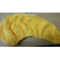 Quality 350gsm Woman Coral Fleece Microfiber Turban Hair Dry Towels Crystal Button for sale
