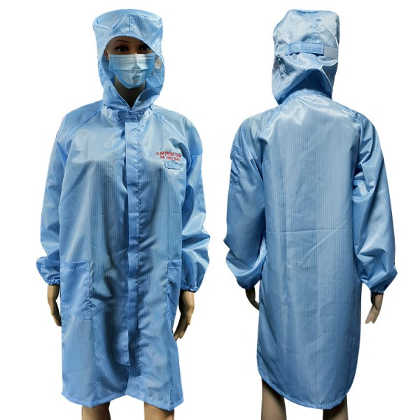 Quality Unisex 5mm Stripe ESD Anti Static Smock For Class 100 Cleanroom for sale
