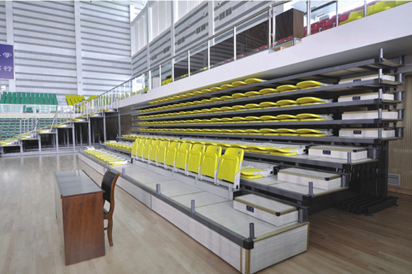 Quality Coloured HDPE Chair Powder Coated Retractable Bleacher Seating for sale