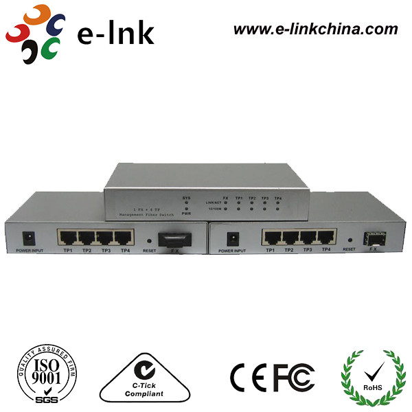 Quality E-link 10 / 100M Web- Managed 1FX + 4TX  Fast Ethernet Fiber Optic Switch for sale