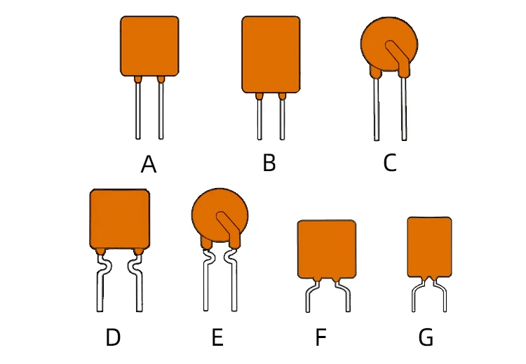 Detailed dimension diagram of PPTC resettable fuse showing precise measurements and specifications