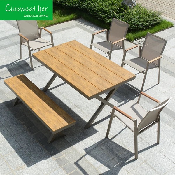 Quality Modern Outdoor Furniture Garden Restaurant Paris Bistro Dining Set with Aluminum Frame and Portable Folding Chairs for sale