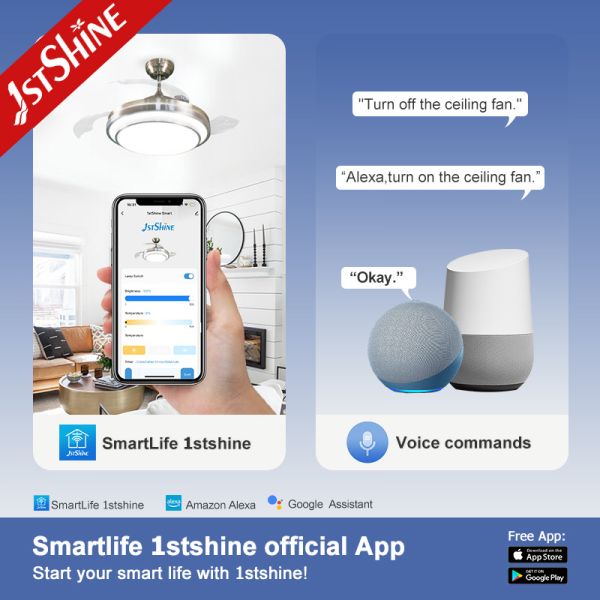 Quality 42" Retractable Ceiling Fan Light With Remote Control DC Motor for sale