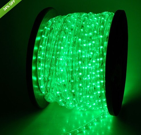 Quality 1/2'' 2 wire round christmas decoration led rope lighting green for sale