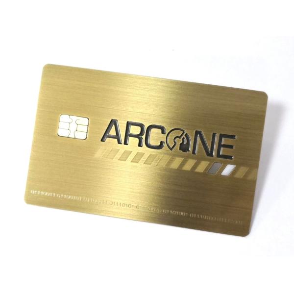 Quality Metal Gold Small Contact IC Chip Bank Card With Magnetic Stripe Signature Panel for sale