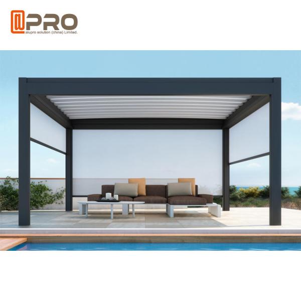 Quality Waterproof Automatic Aluminium Opening Louvre Roof Pergola With Side Screens for sale